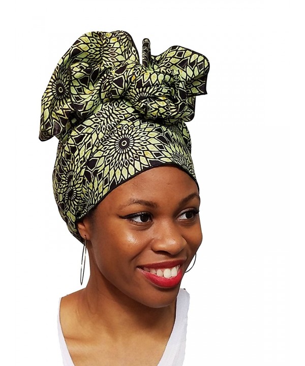 Light Green African Print Ankara Head Wrap Tie Scarf Multicolor One